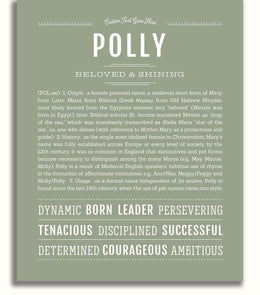 Polly Personalized Name Meaning Art Prints – Name Stories
