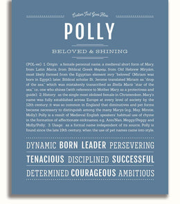 Polly Personalized Name Meaning Art Prints – Name Stories
