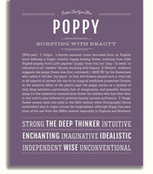 Poppy Personalized Name Meaning Art Prints – Name Stories