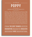 Poppy Personalized Name Meaning Art Prints – Name Stories