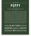 Poppy Personalized Name Meaning Art Prints – Name Stories