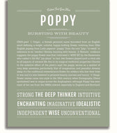 Poppy Personalized Name Meaning Art Prints – Name Stories