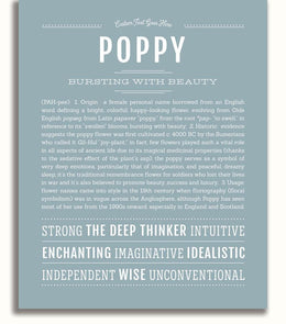Poppy Personalized Name Meaning Art Prints – Name Stories