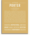 Porter Personalized Name Meaning Art Prints – Name Stories