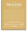 Presleigh | Name Art Print – Name Stories