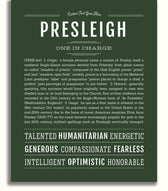 Presleigh | Name Art Print – Name Stories