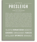 Presleigh | Name Art Print – Name Stories
