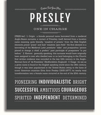 Presley (female) | Name Art Print – Name Stories