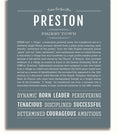 Preston Personalized Name Meaning Art Prints – Name Stories
