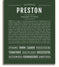 Preston Personalized Name Meaning Art Prints – Name Stories