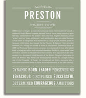 Preston Personalized Name Meaning Art Prints – Name Stories