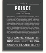 Prince Personalized Name Meaning Art Prints – Name Stories