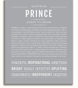 Prince Personalized Name Meaning Art Prints – Name Stories