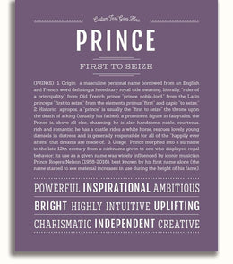 Prince Personalized Name Meaning Art Prints – Name Stories