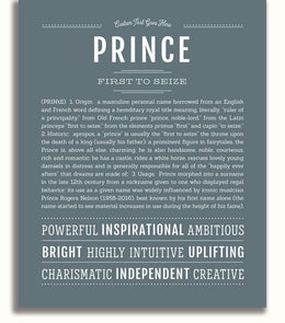Prince Personalized Name Meaning Art Prints – Name Stories