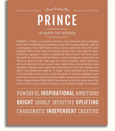 Prince Personalized Name Meaning Art Prints – Name Stories