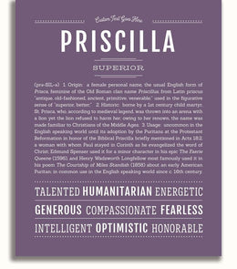 Priscilla | Name Art Print – Name Stories