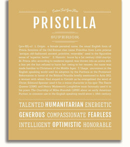 Priscilla Personalized Name Meaning Art Prints – Name Stories