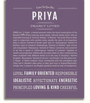 Priya Personalized Name Meaning Art Prints – Name Stories