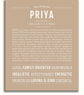 Priya Personalized Name Meaning Art Prints – Name Stories