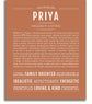 Priya Personalized Name Meaning Art Prints – Name Stories
