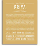 Priya Personalized Name Meaning Art Prints – Name Stories