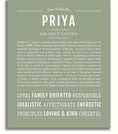 Priya Personalized Name Meaning Art Prints – Name Stories