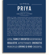 Priya Personalized Name Meaning Art Prints – Name Stories