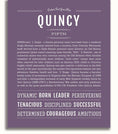Quincy Personalized Name Meaning Art Prints – Name Stories
