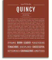 Quincy Personalized Name Meaning Art Prints – Name Stories