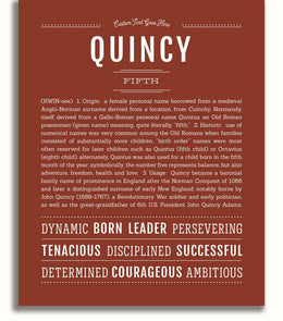 Quincy Personalized Name Meaning Art Prints – Name Stories