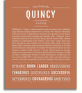 Quincy Personalized Name Meaning Art Prints – Name Stories