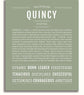 Quincy Personalized Name Meaning Art Prints – Name Stories