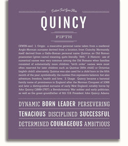 Quincy Personalized Name Meaning Art Prints – Name Stories