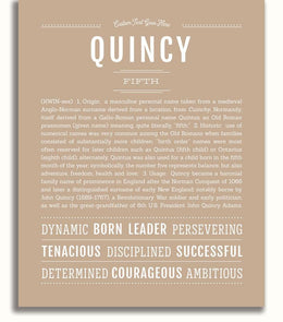 Quincy Personalized Name Meaning Art Prints – Name Stories