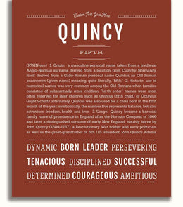 Quincy Personalized Name Meaning Art Prints – Name Stories