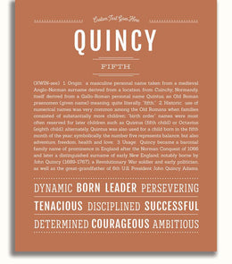 Quincy Personalized Name Meaning Art Prints – Name Stories