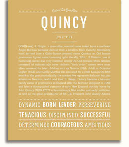 Quincy Personalized Name Meaning Art Prints – Name Stories