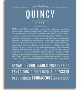 Quincy Personalized Name Meaning Art Prints – Name Stories