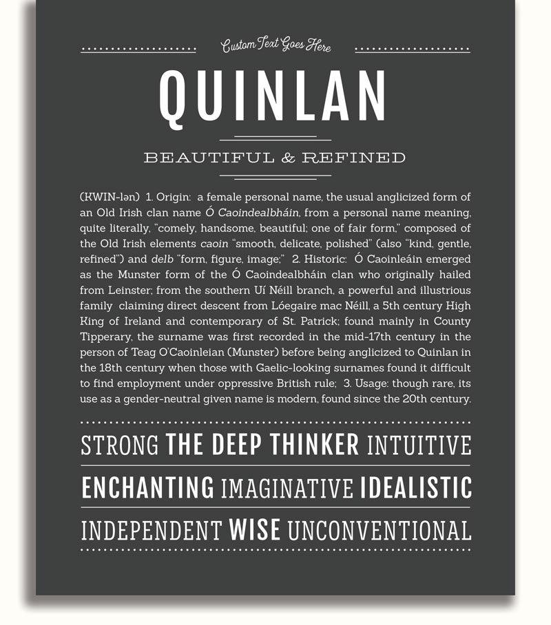 Quinlan Personalized Name Meaning Art Prints – Name Stories