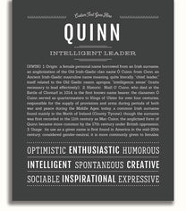 Quinn Personalized Name Meaning Art Prints – Name Stories