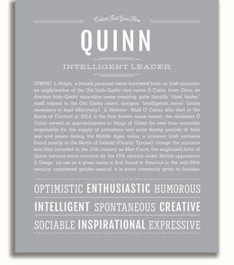 Quinn Personalized Name Meaning Art Prints – Name Stories