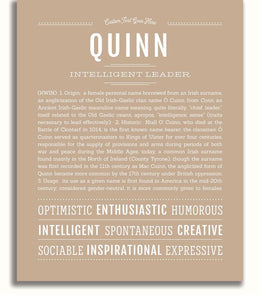 Quinn Personalized Name Meaning Art Prints – Name Stories