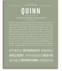 Quinn Personalized Name Meaning Art Prints – Name Stories