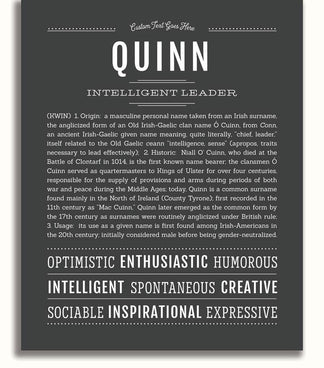Quinn Personalized Name Meaning Art Prints – Name Stories