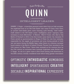 Quinn Personalized Name Meaning Art Prints – Name Stories