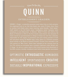Quinn Personalized Name Meaning Art Prints – Name Stories