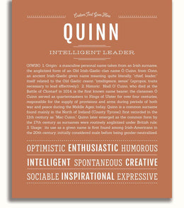 Quinn Personalized Name Meaning Art Prints – Name Stories