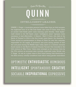 Quinn Personalized Name Meaning Art Prints – Name Stories