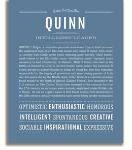 Quinn Personalized Name Meaning Art Prints – Name Stories